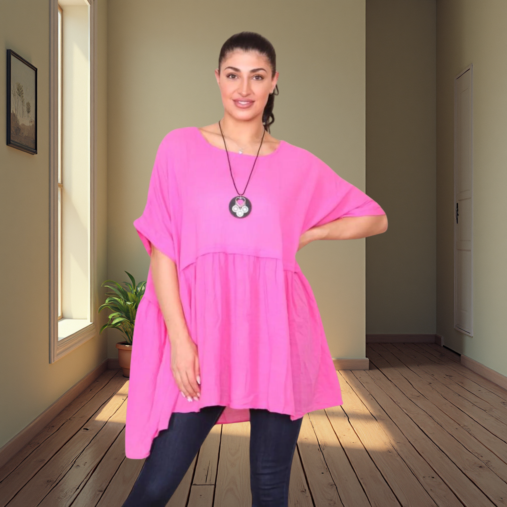 Lightweight Top With Flared Bottom Panel - Also Available In Baby Blue ...